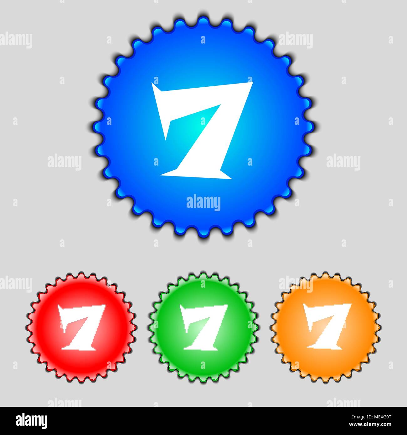 number seven icon sign. Set of coloured buttons. Vector illustration ...