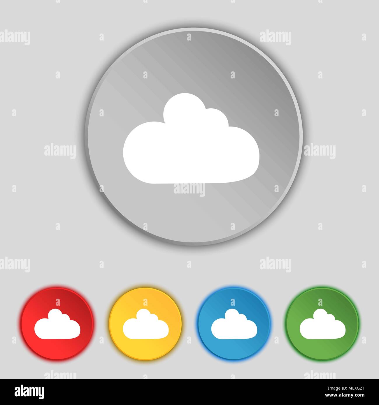 Cloud sign icon. Data storage symbol. Set colourful buttons. Vector ...
