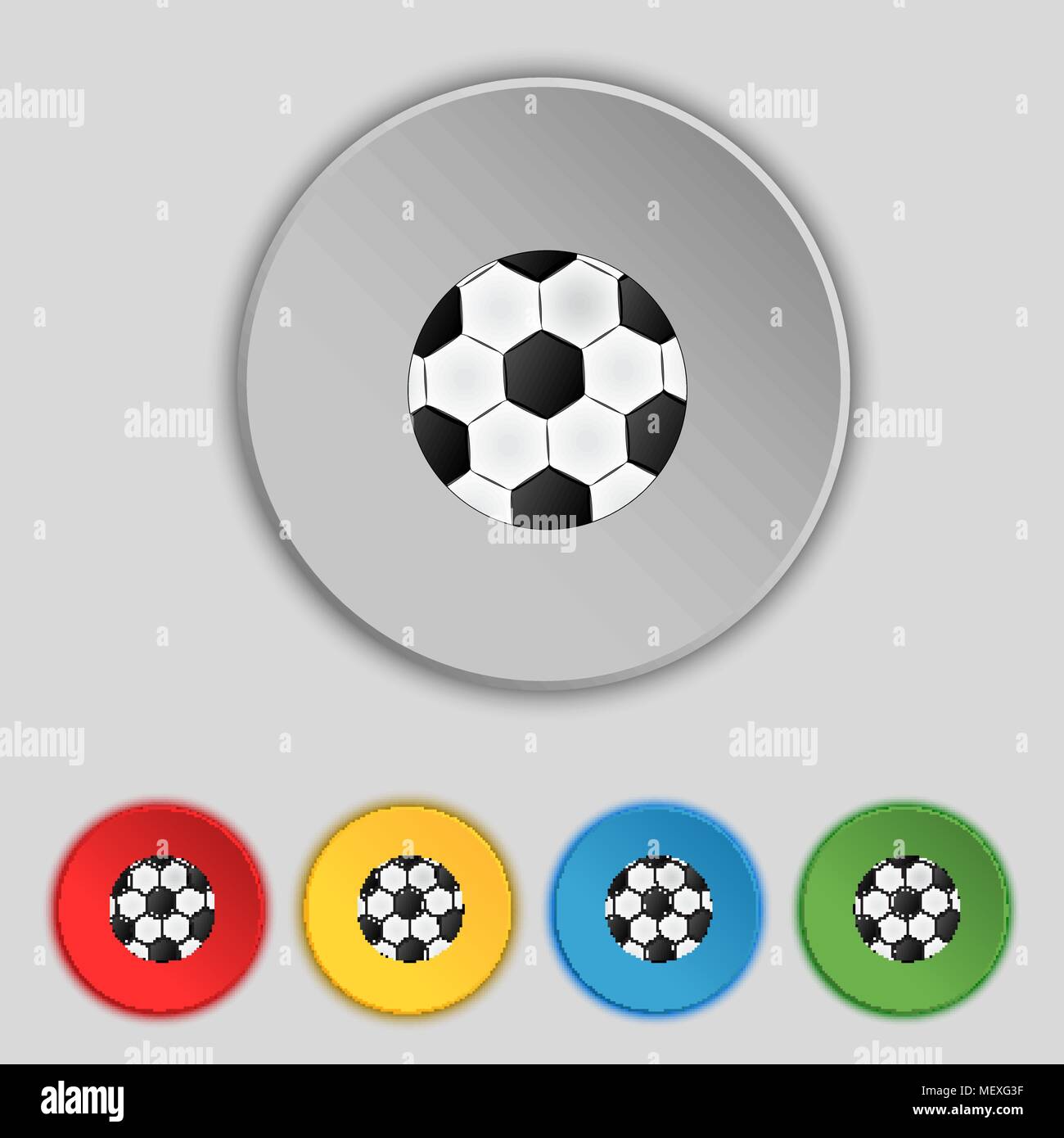 Football ball sign icon. Soccer Sport symbol. Set colourful buttons ...