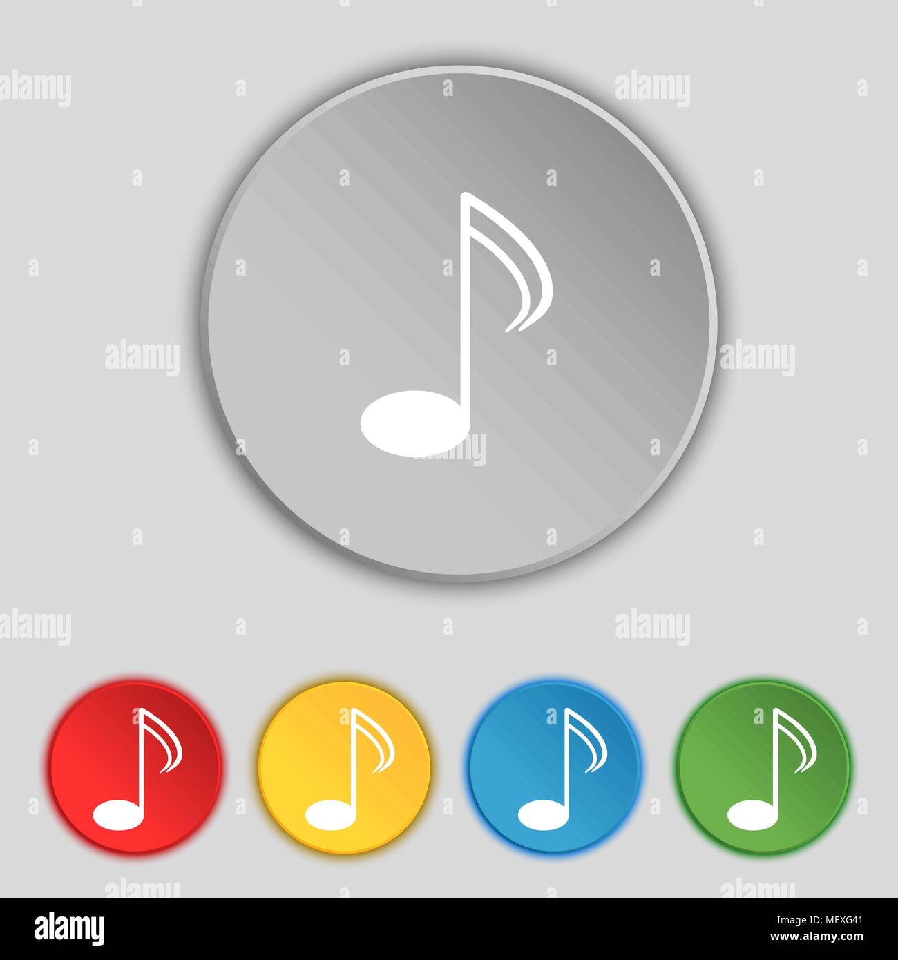 Music note sign icon. Musical symbol. Set colourful buttons. Vector ...