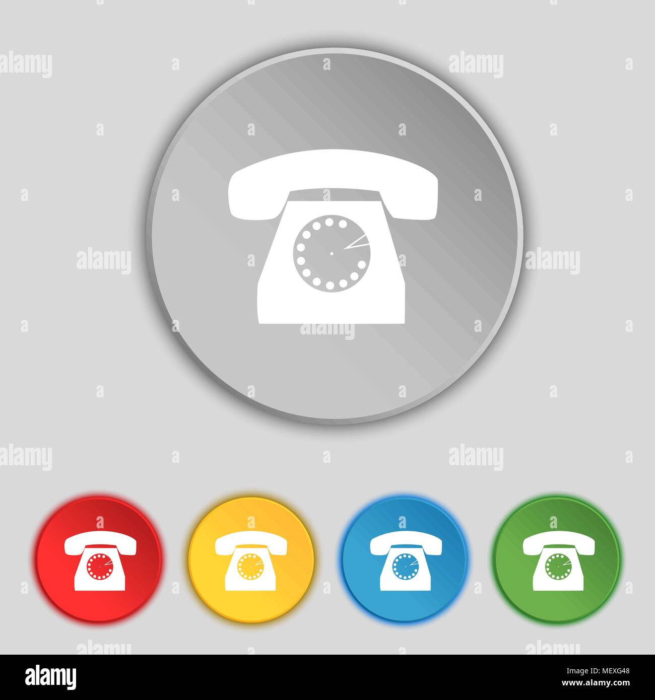 Retro telephone web icon. Set colourful buttons. Vector illustration ...