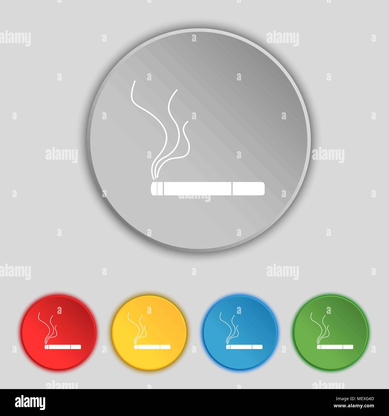 Smoking sign icon. Cigarette symbol. Set colourful buttons. Vector ...