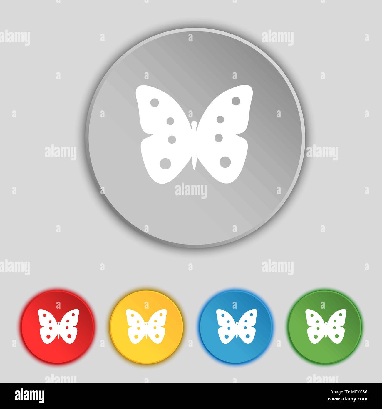 Butterfly sign icon. insect symbol. Set colourful buttons. Vector ...