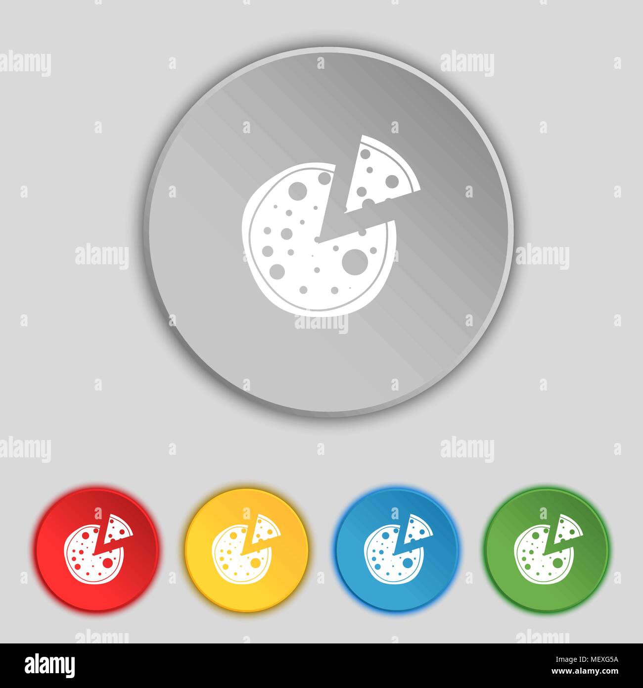 Pizza Icon. Set colourful buttons sign. Vector illustration Stock ...