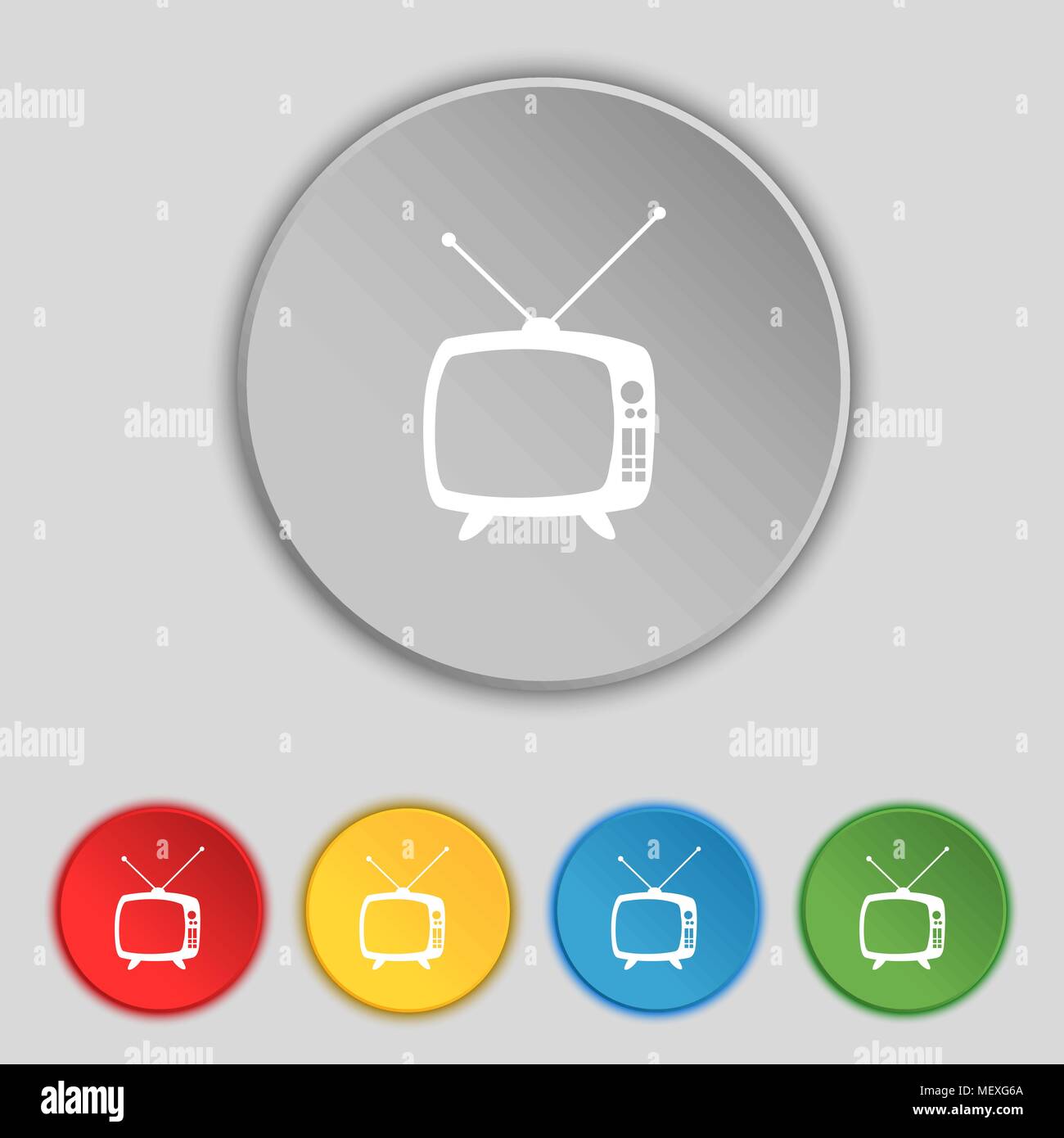 Retro TV mode sign icon. Television set symbol. Set colourful buttons ...