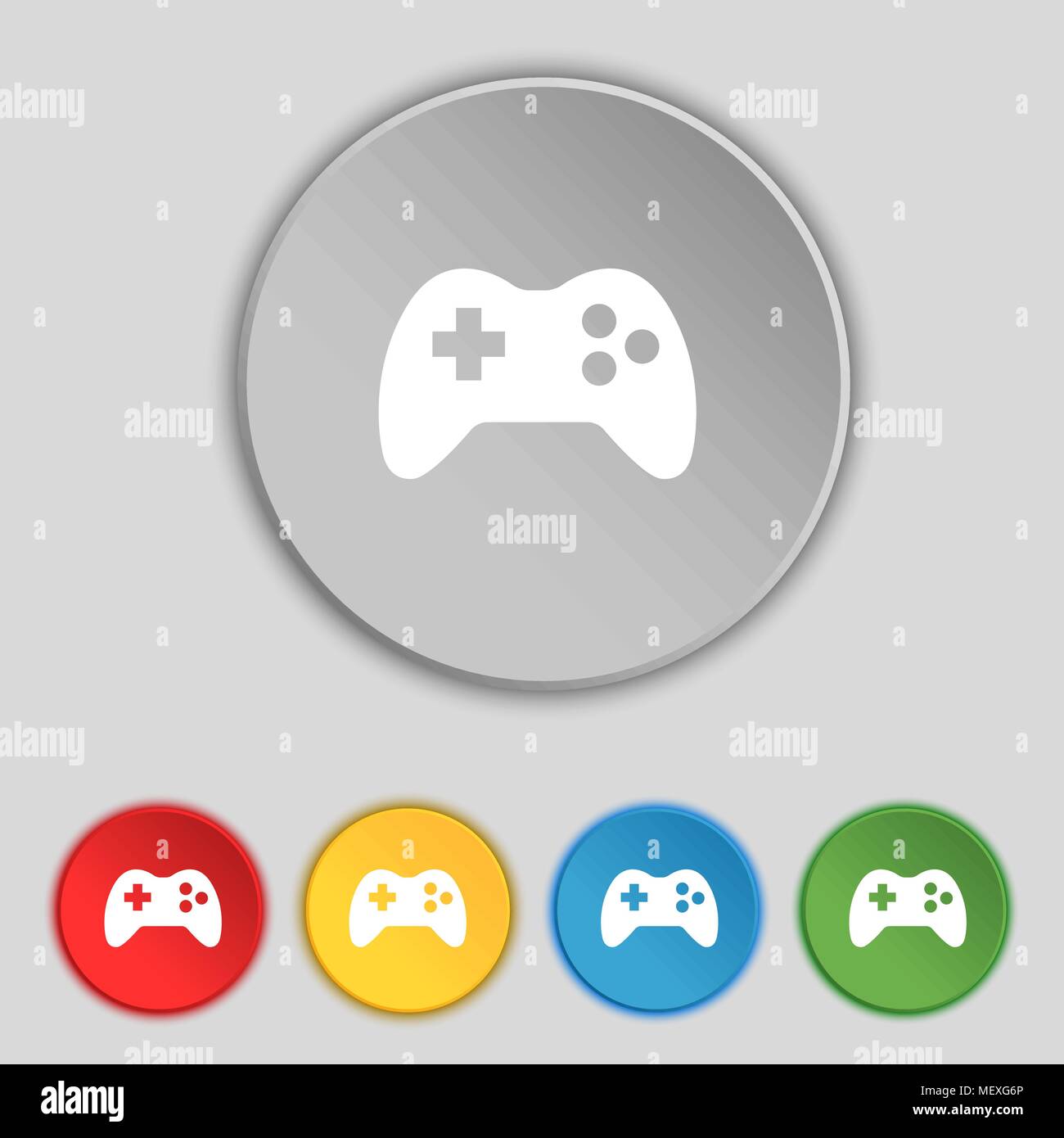 Joystick sign icon. Video game symbol. Set colourful buttons. Vector ...
