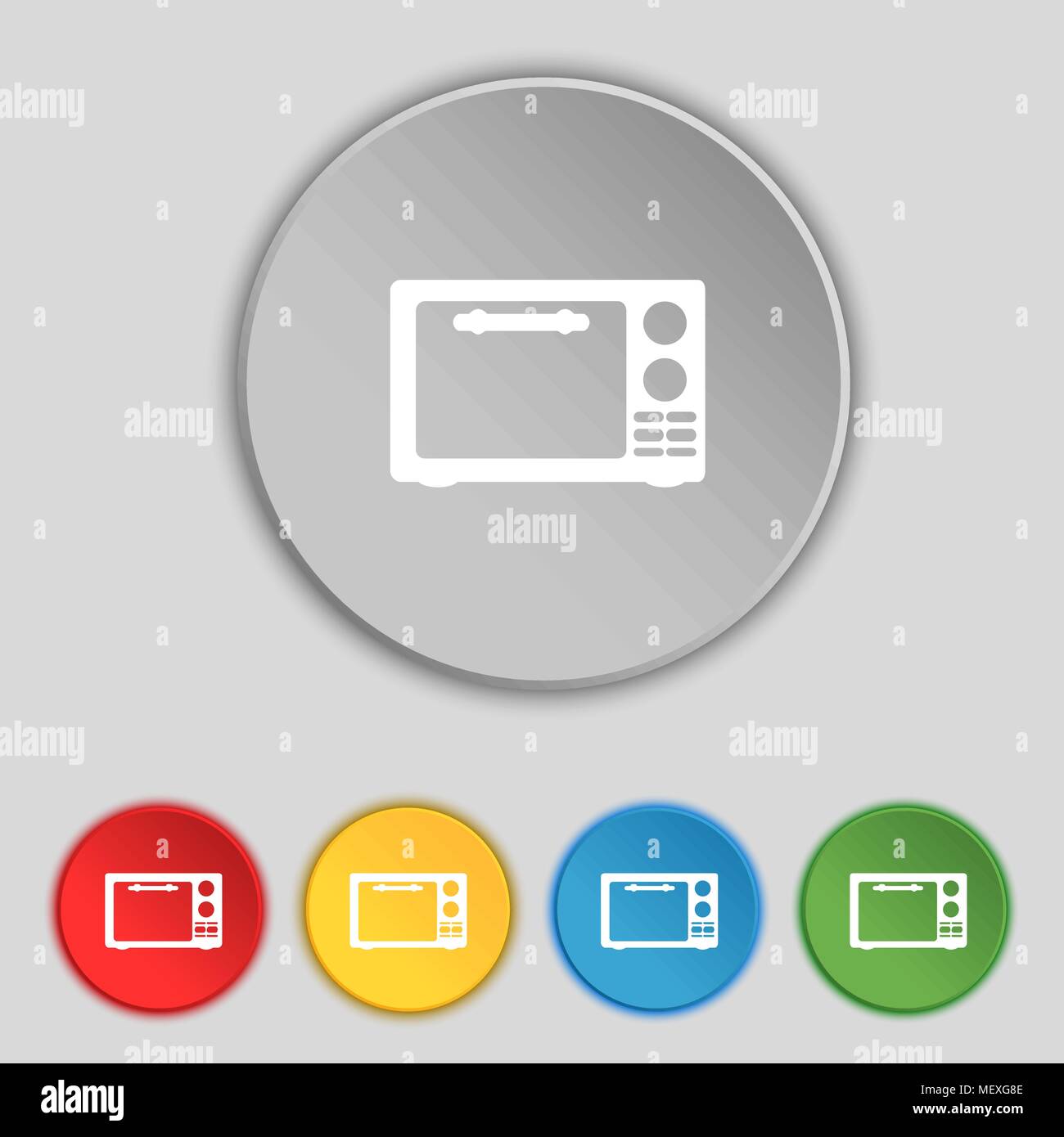 Microwave oven sign icon. Kitchen electric stove symbol. Set colourful ...