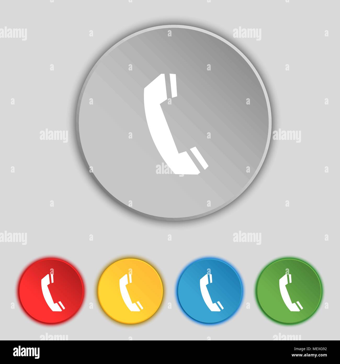 Phone sign icon. Support symbol. Call center. Set colourful buttons ...