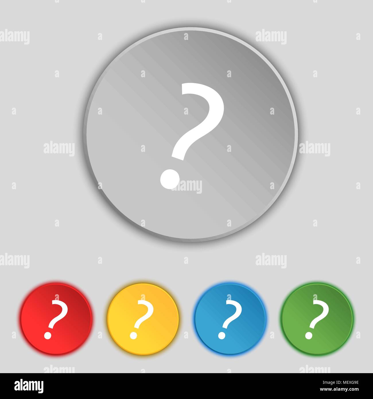 Question mark sign icon. Help symbol. FAQ sign. Set colourful buttons ...