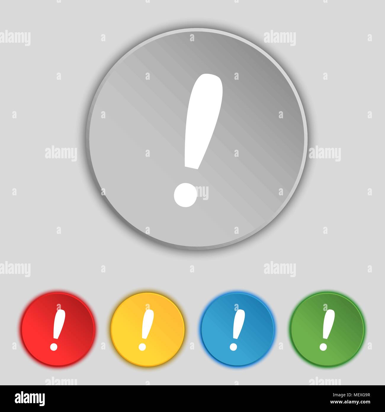Exclamation mark sign icon. Attention speech bubble symbol. Set ...