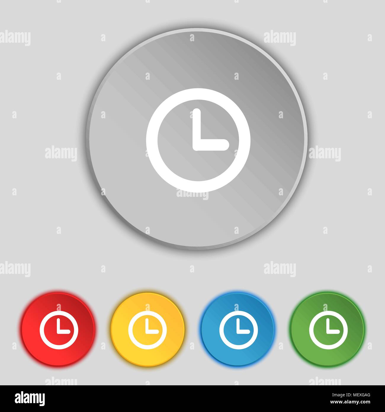 Clock sign icon. Mechanical clock symbol. Set colourful buttons. Vector ...
