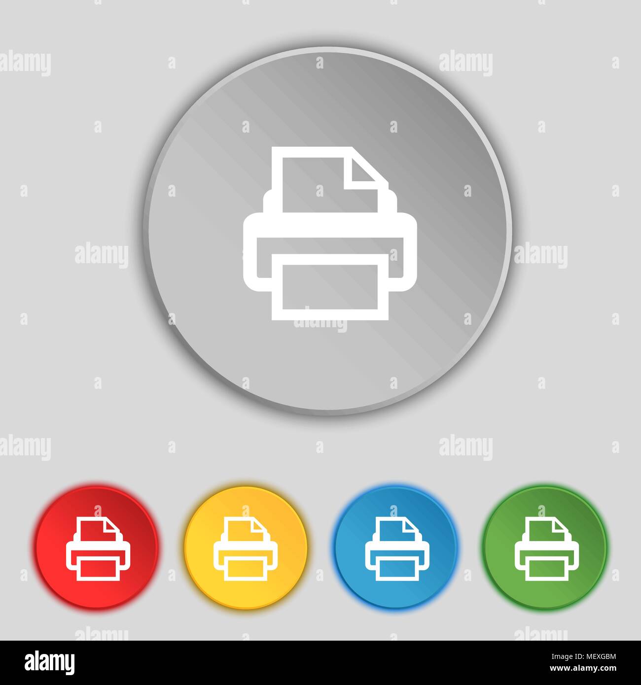Print sign icon. Printing symbol. Set colourful buttons. Vector ...