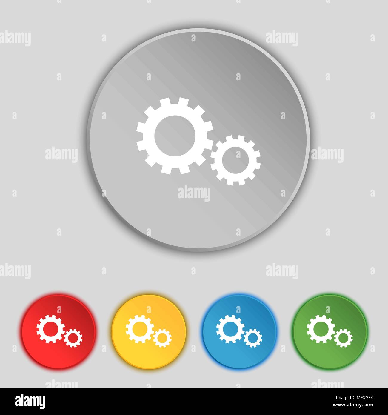 Cog settings sign icon. Cogwheel gear mechanism symbol. Set colourful ...