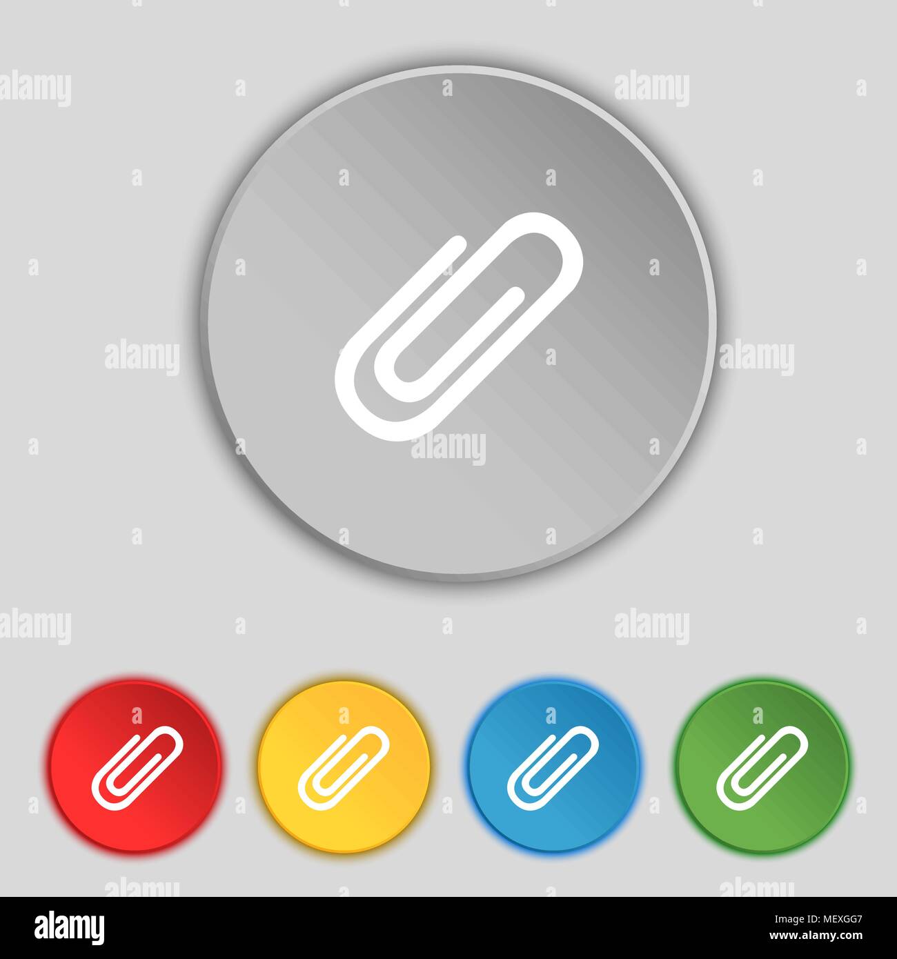 Paper clip sign icon. Clip symbol. Set colourful buttons. Vector ...