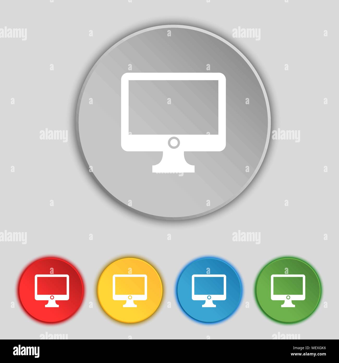 Computer widescreen monitor sign icon. Set colur buttons. Vector ...