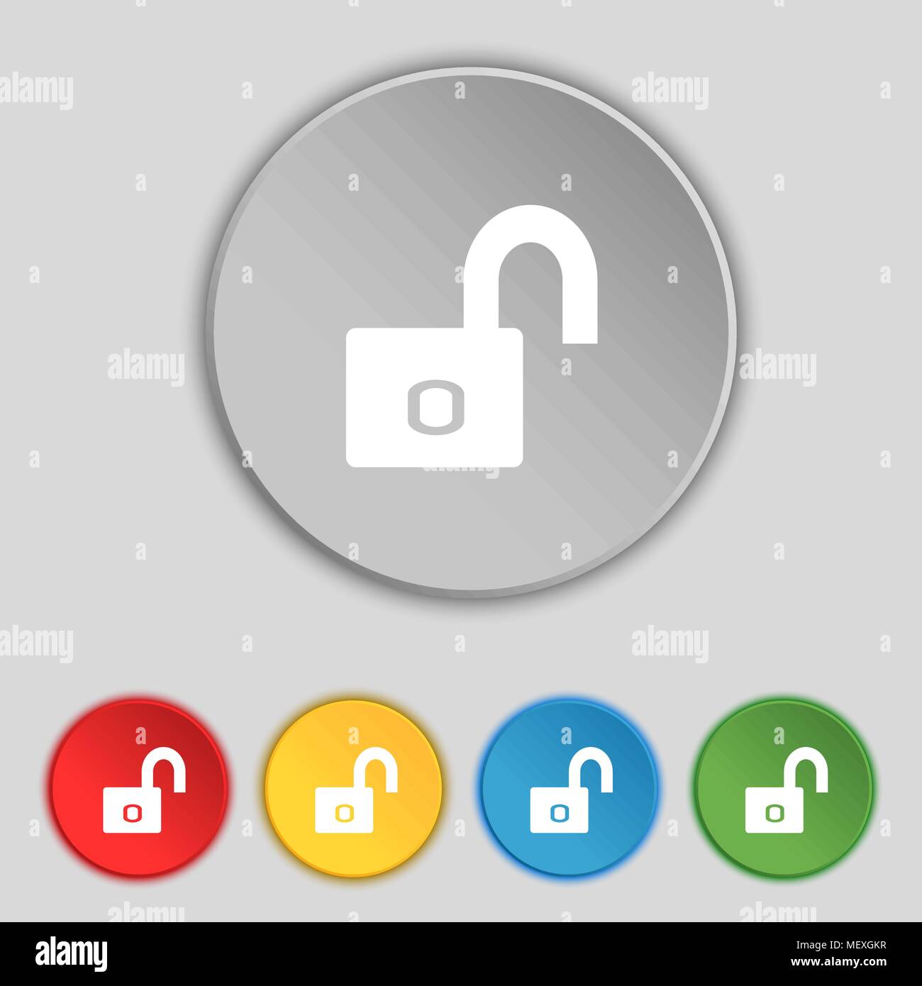 Lock sign icon. Locker symbol. Set colur buttons. Vector illustration ...
