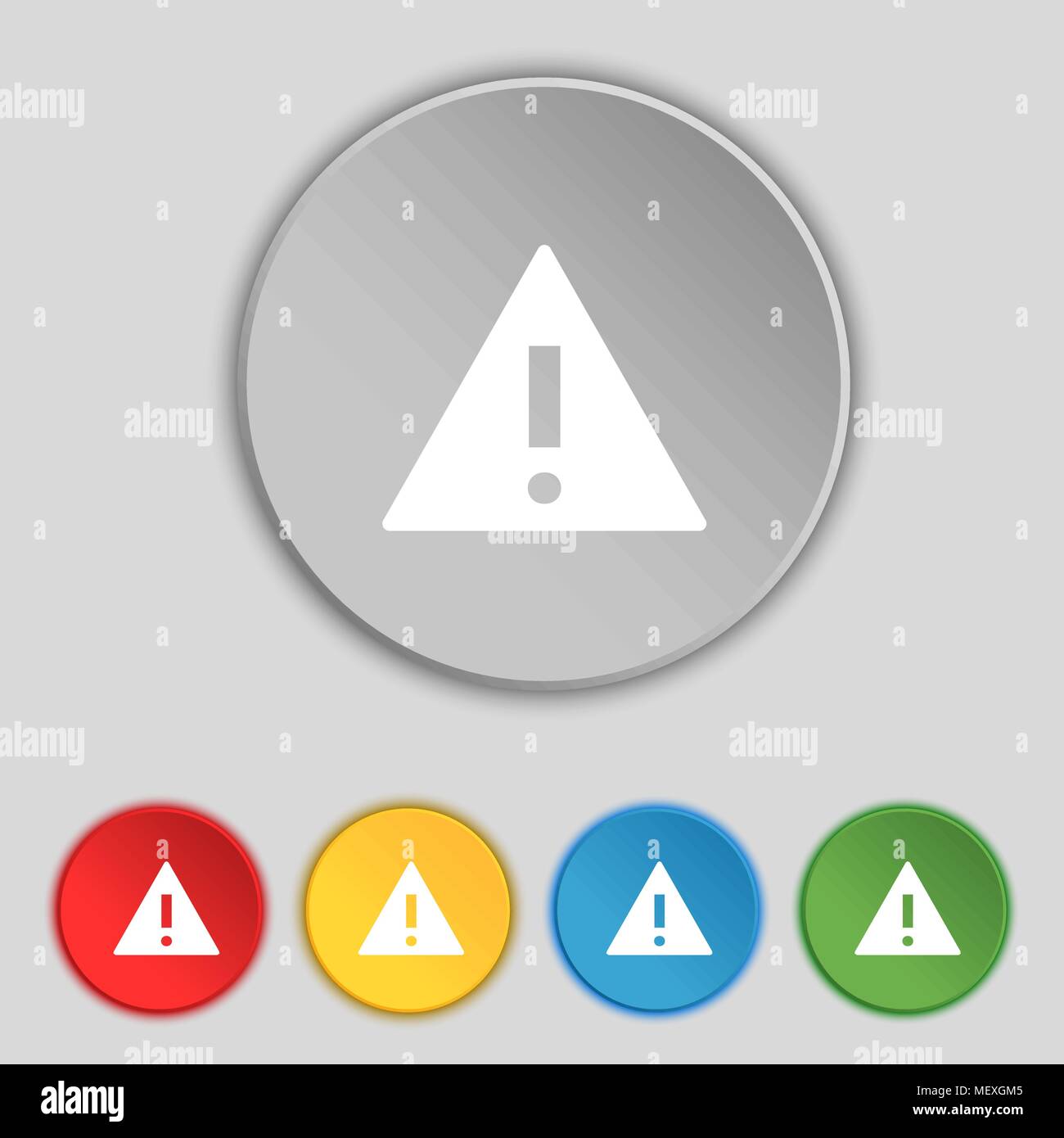Attention sign icon. Exclamation mark. Hazard warning symbol. Set ...