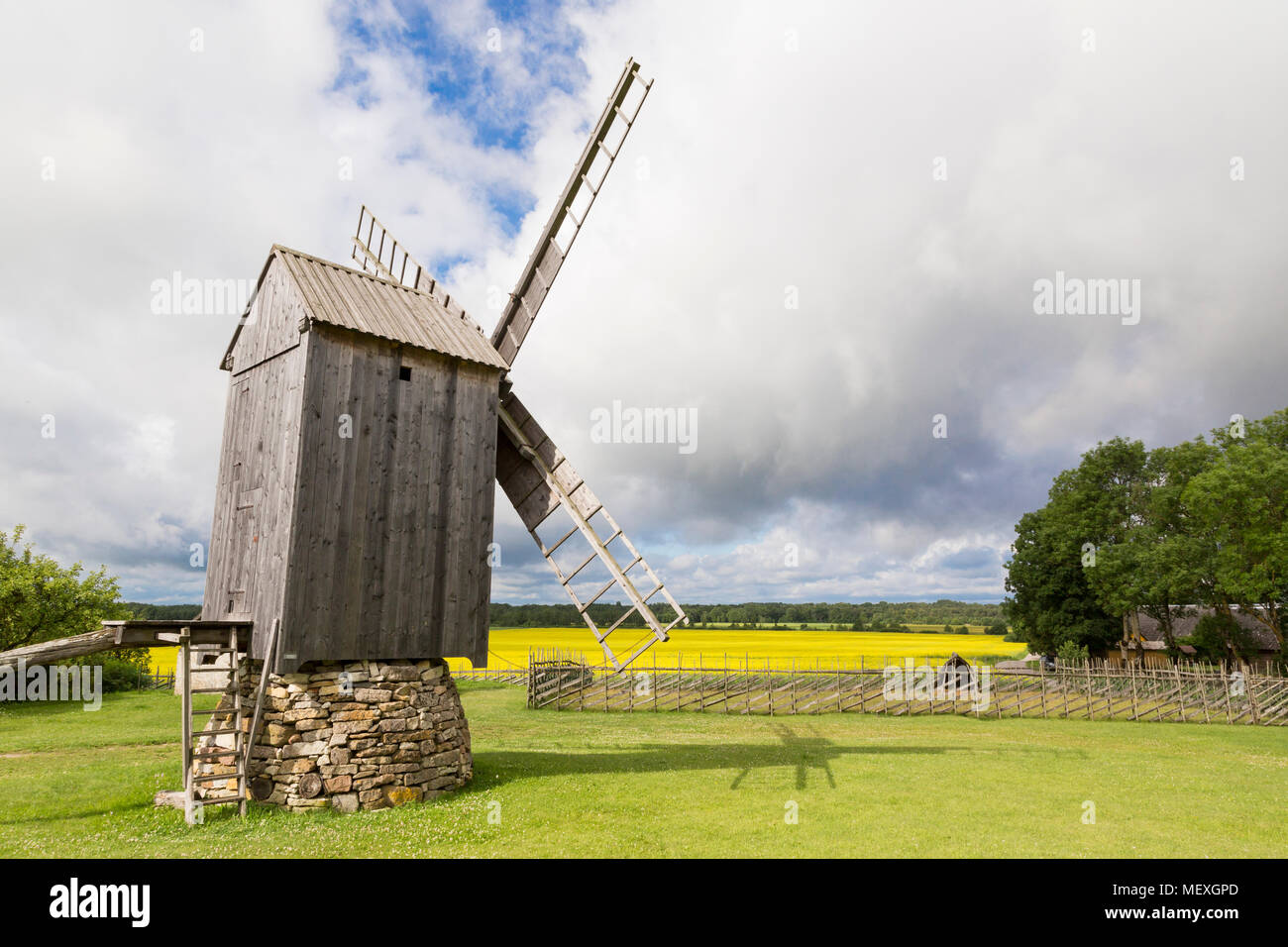 Old windmill in Angla Heritage Culture Center. A Dutch-style windmills ...