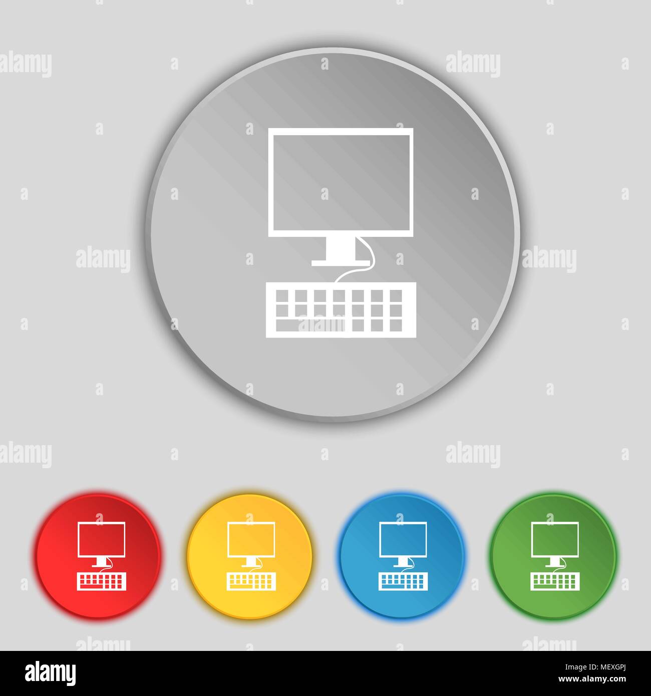 Computer monitor and keyboard Icon. Set colourful buttons. Vector ...