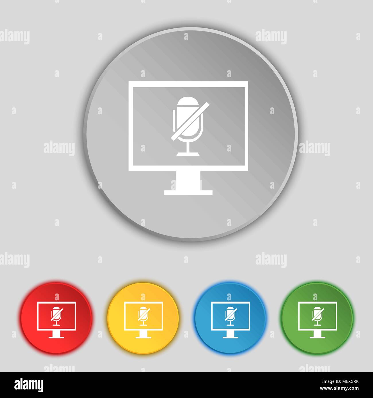 No Microphone sign icon. Speaker symbol. Set colourful buttons. Vector ...