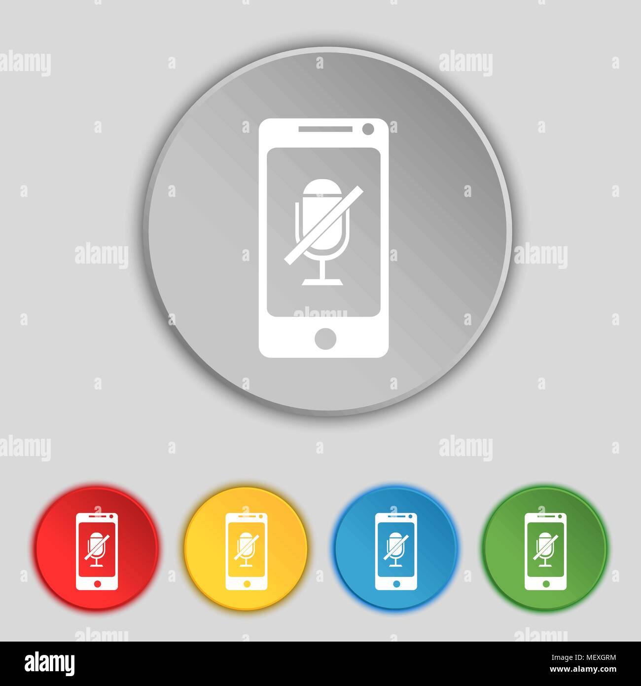 No Microphone sign icon. Speaker symbol. Set colourful buttons. Vector ...