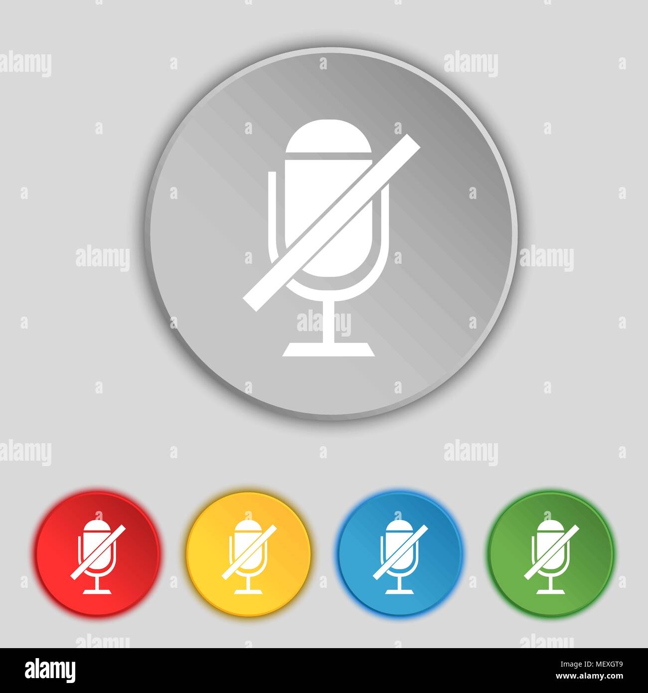 No Microphone sign icon. Speaker symbol. Set colourful buttons. Vector ...