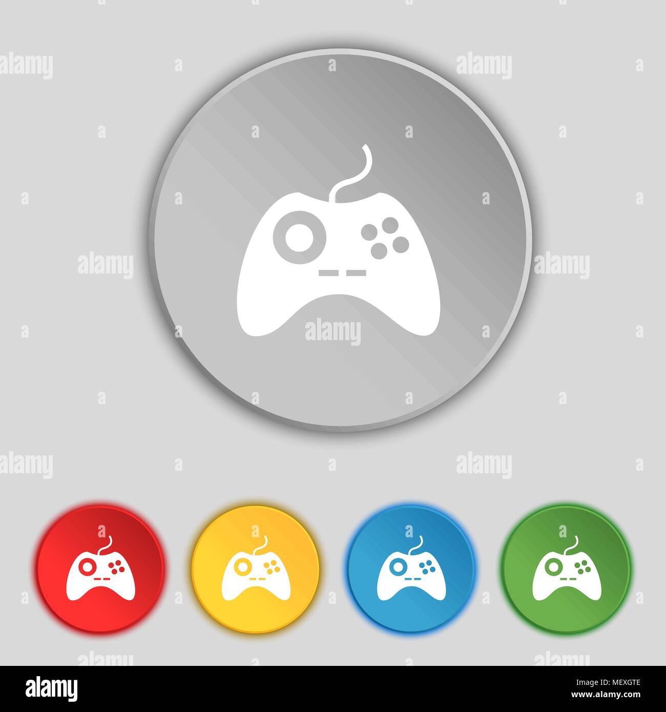Joystick sign icon. Video game symbol. Set colourful buttons. Vector ...