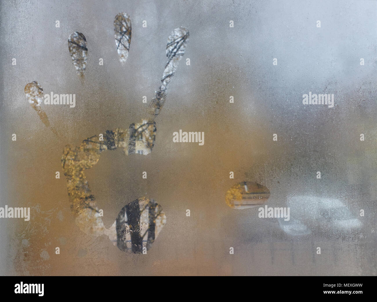 Foggy glass hand hi-res stock photography and images - Alamy