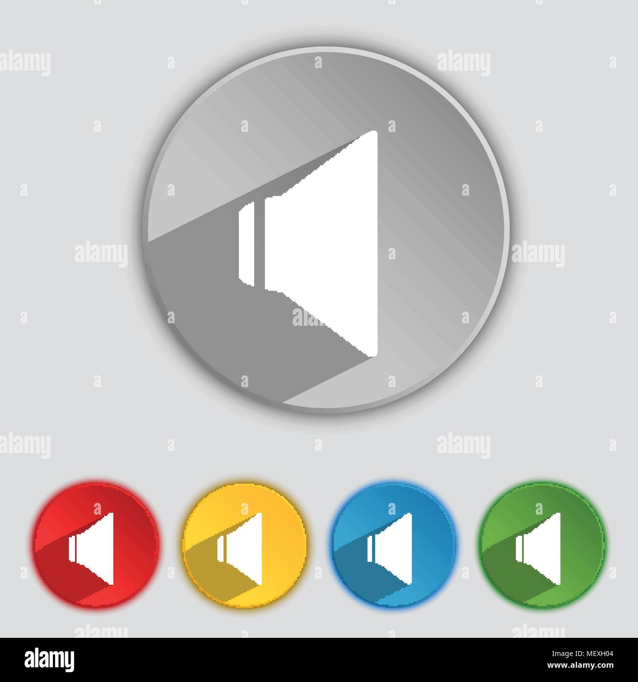 Speaker volume sign icon. Sound symbol. Set colourful buttons. Vector ...