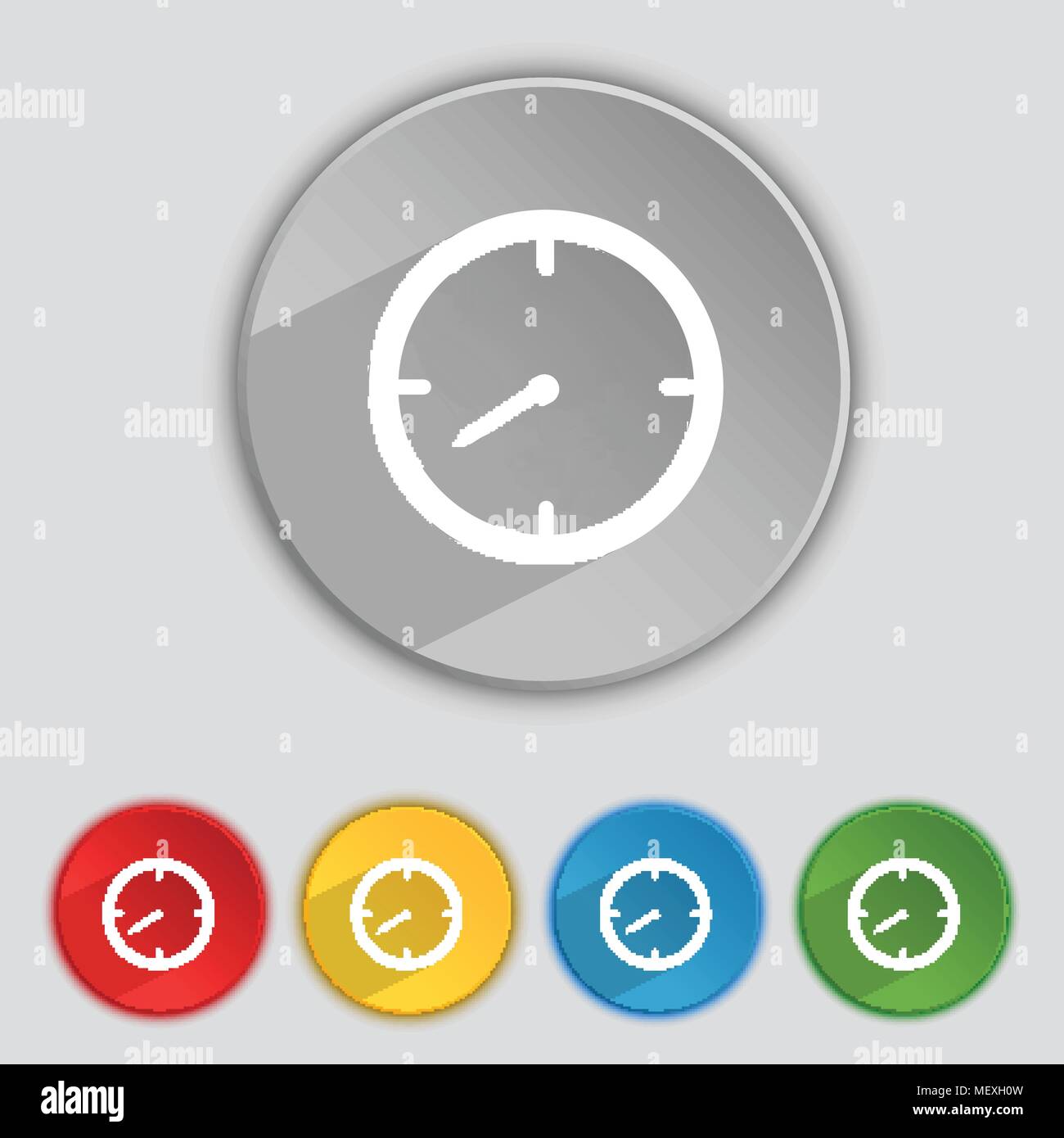 Timer sign icon. Stopwatch symbol. Set of colourful buttons. Vector ...