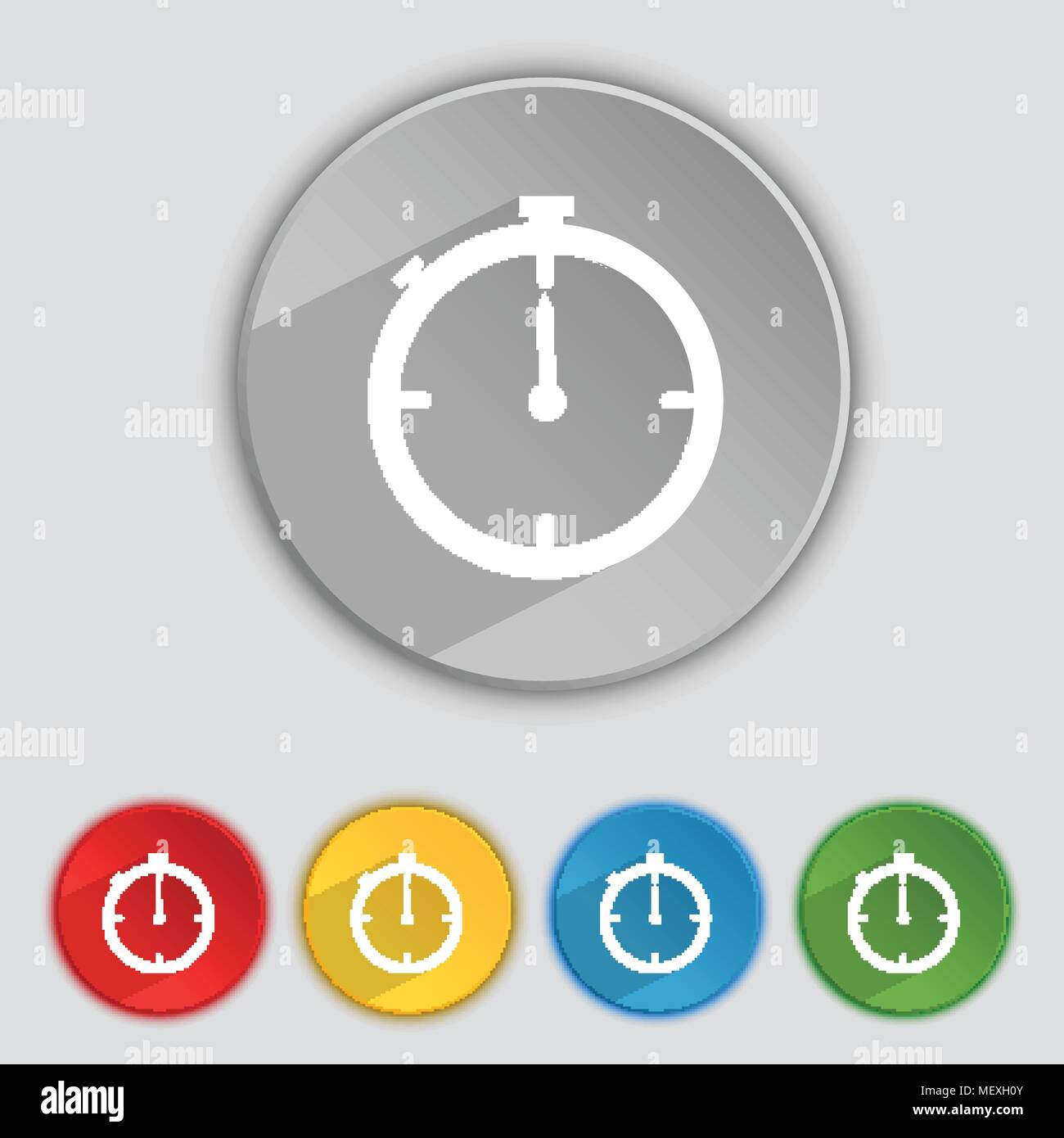 Timer sign icon. Stopwatch symbol. Set of colourful buttons. Vector ...