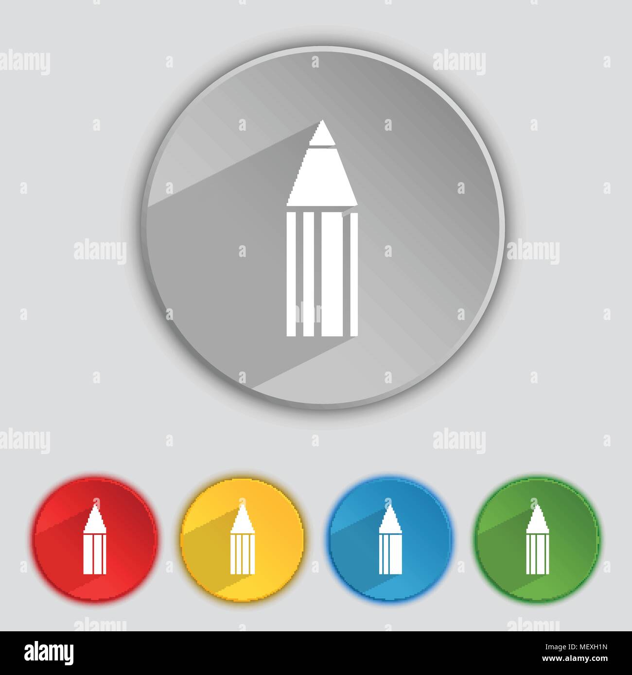 Pencil sign icon. Edit content button. Set of colored buttons. Vector ...
