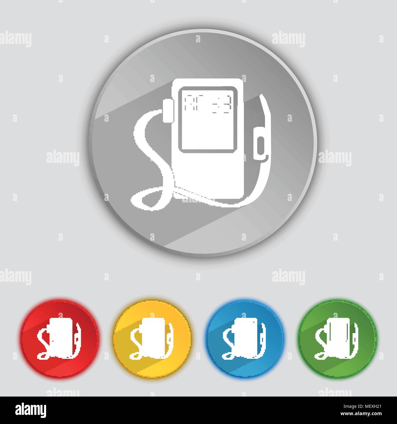 Gas, fuel station sign icon. symbol. Set of colored buttons. Vector ...