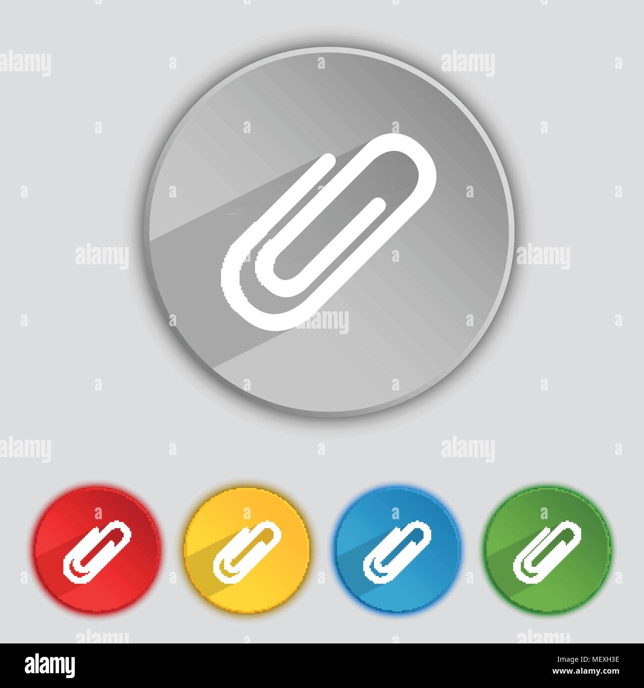 Paper clip sign icon. Clip symbol. Set of colored buttons. Vector ...