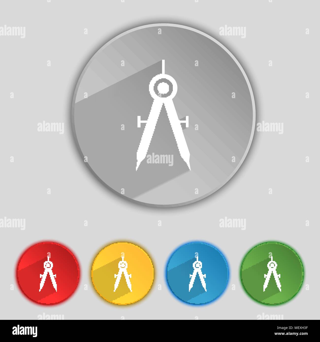 Mathematical Compass sign icon. Set of colored buttons. Vector ...