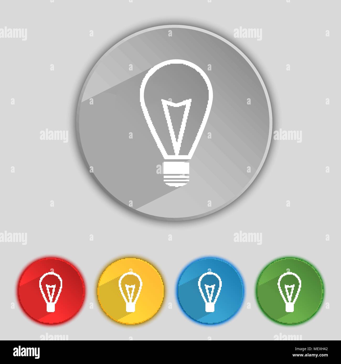 Light lamp sign icon. Idea symbol. Lightis on. Set of colored buttons ...