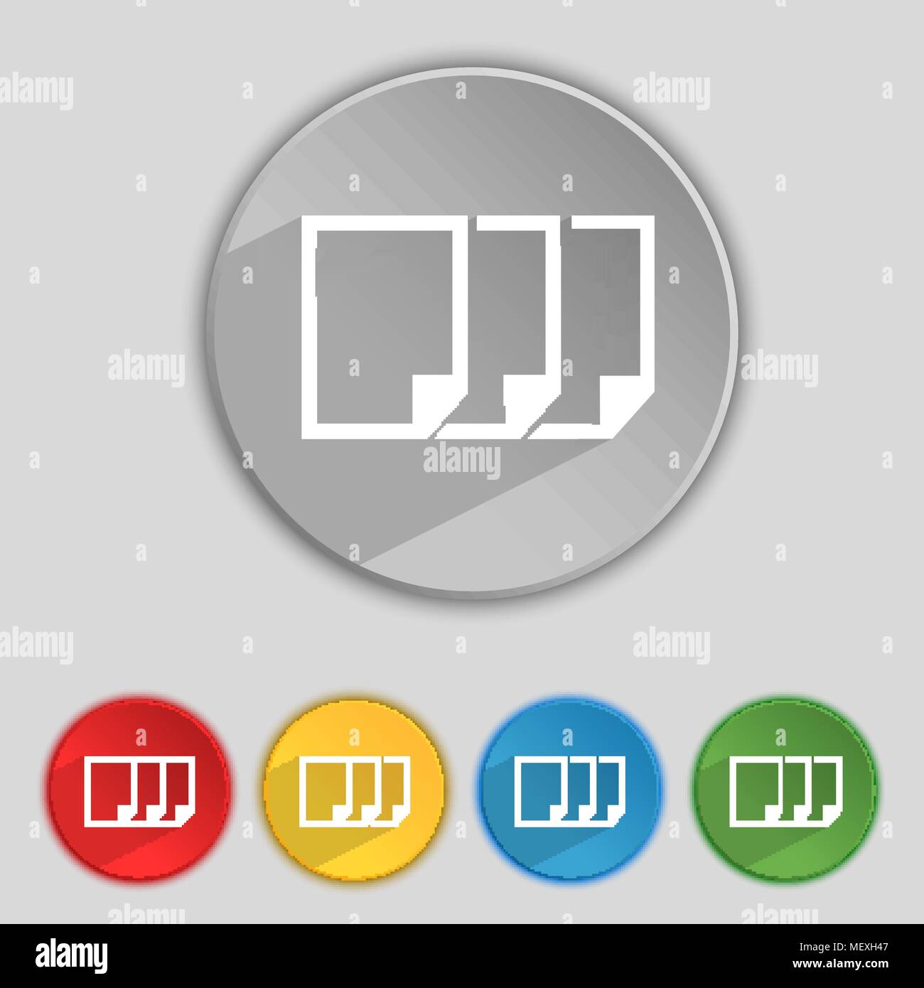 Copy File Sign Icon Duplicate Document Symbol Set Of Colored Buttons Vector Illustration