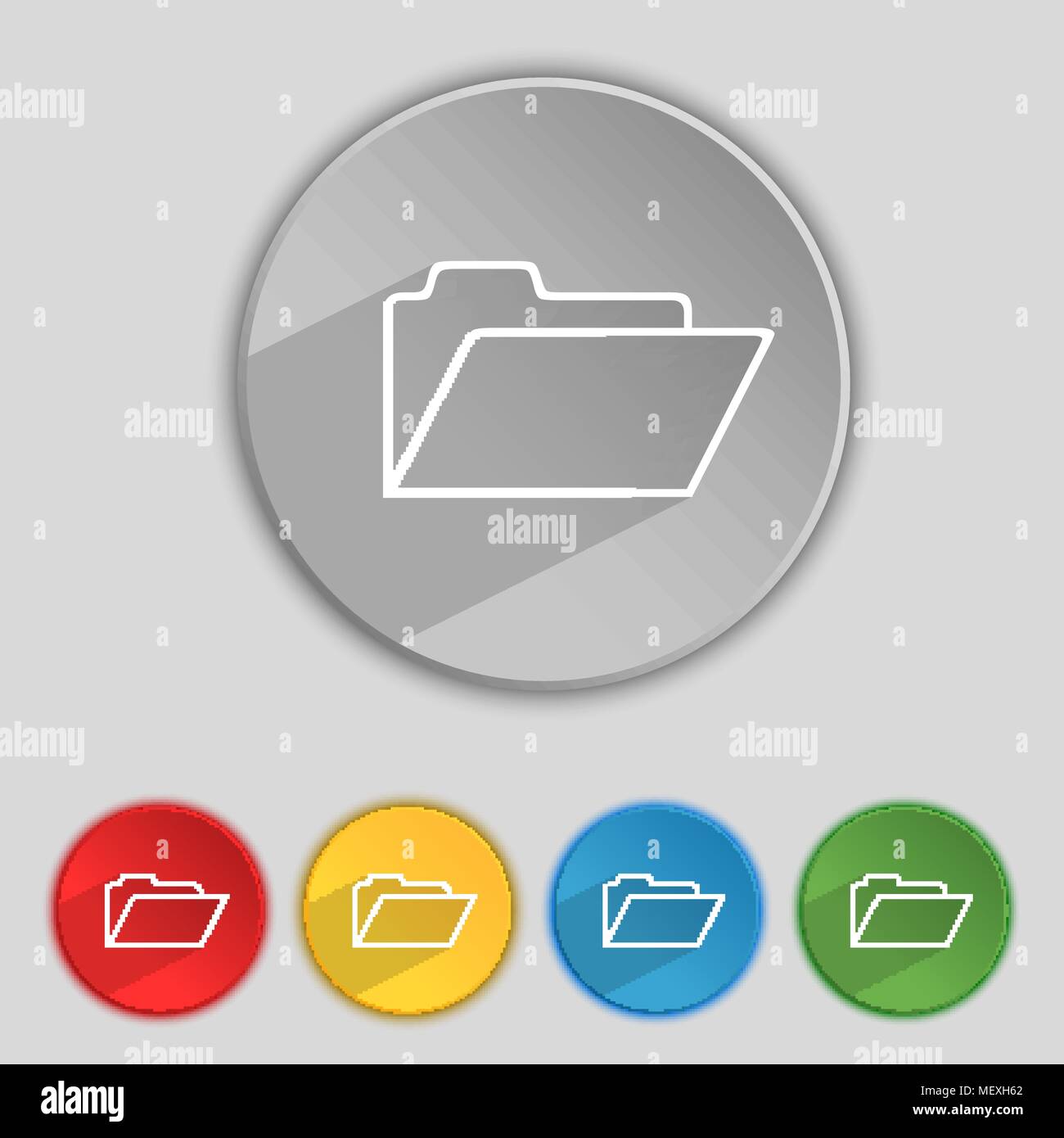 Document folder sign. Accounting binder symbol. Set of coloured buttons ...