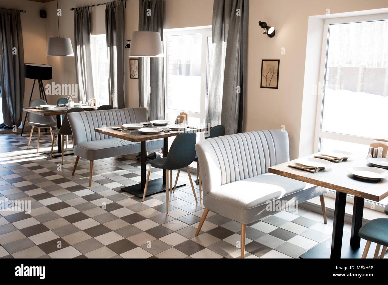 Modern cafe in antique style Stock Photo - Alamy