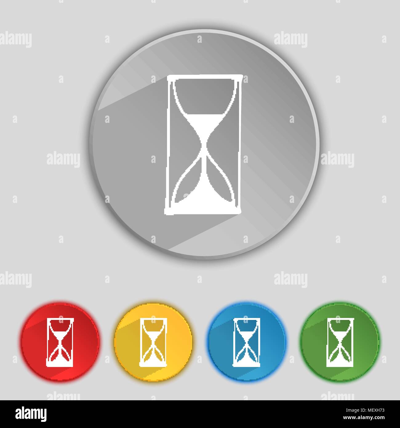 Hourglass sign icon. Sand timer symbol. Set of colour buttons. Vector ...