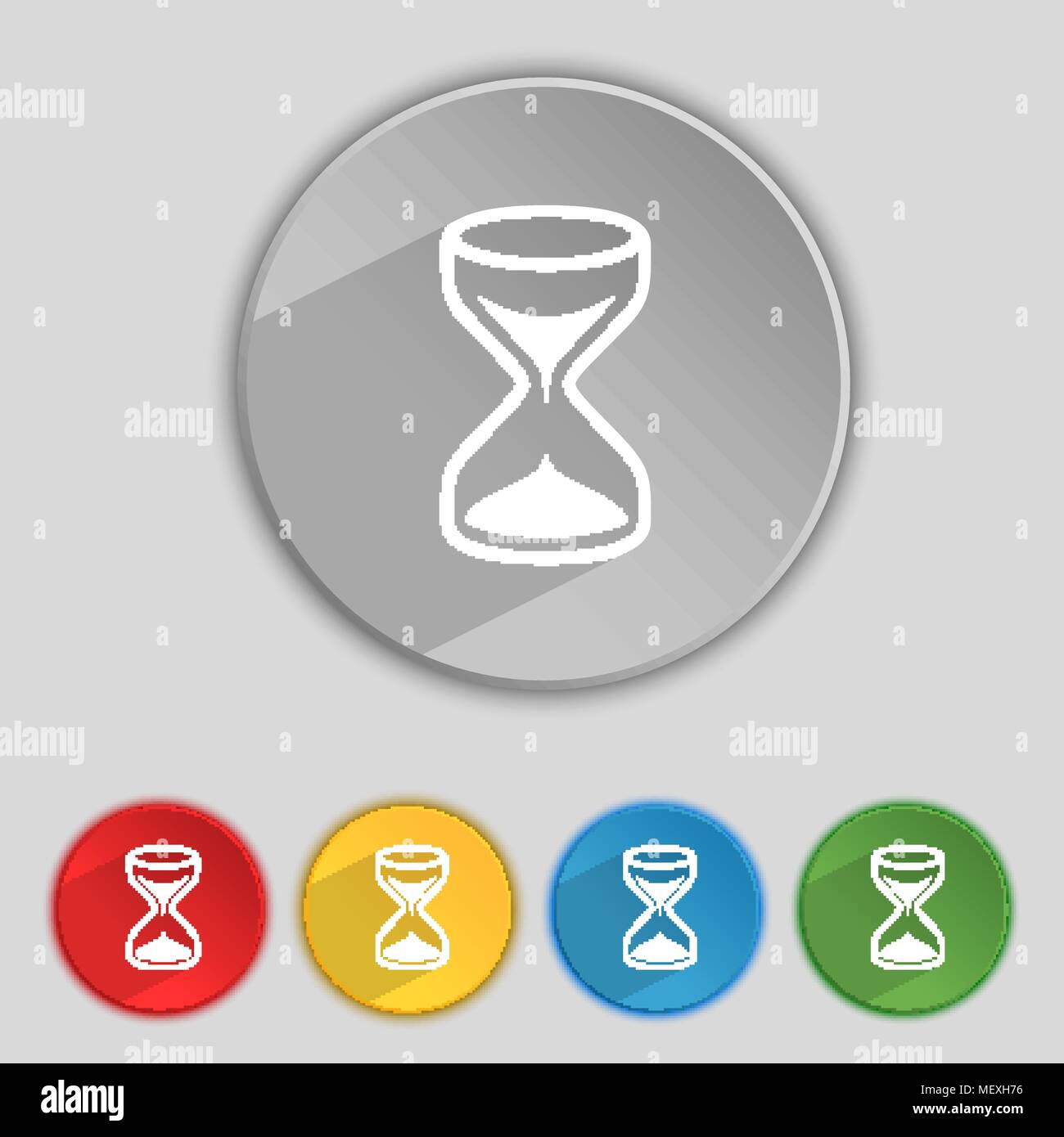 Hourglass sign icon. Sand timer symbol. Set of colour buttons. Vector ...
