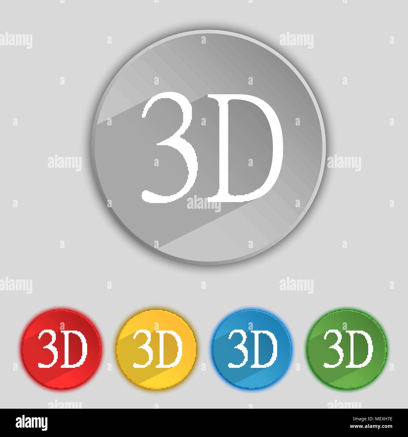 3D sign icon. 3D New technology symbol. Set of colour buttons. Vector ...