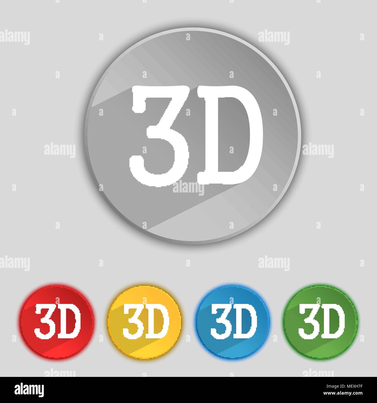 3D sign icon. 3D New technology symbol. Set of colour buttons. Vector ...