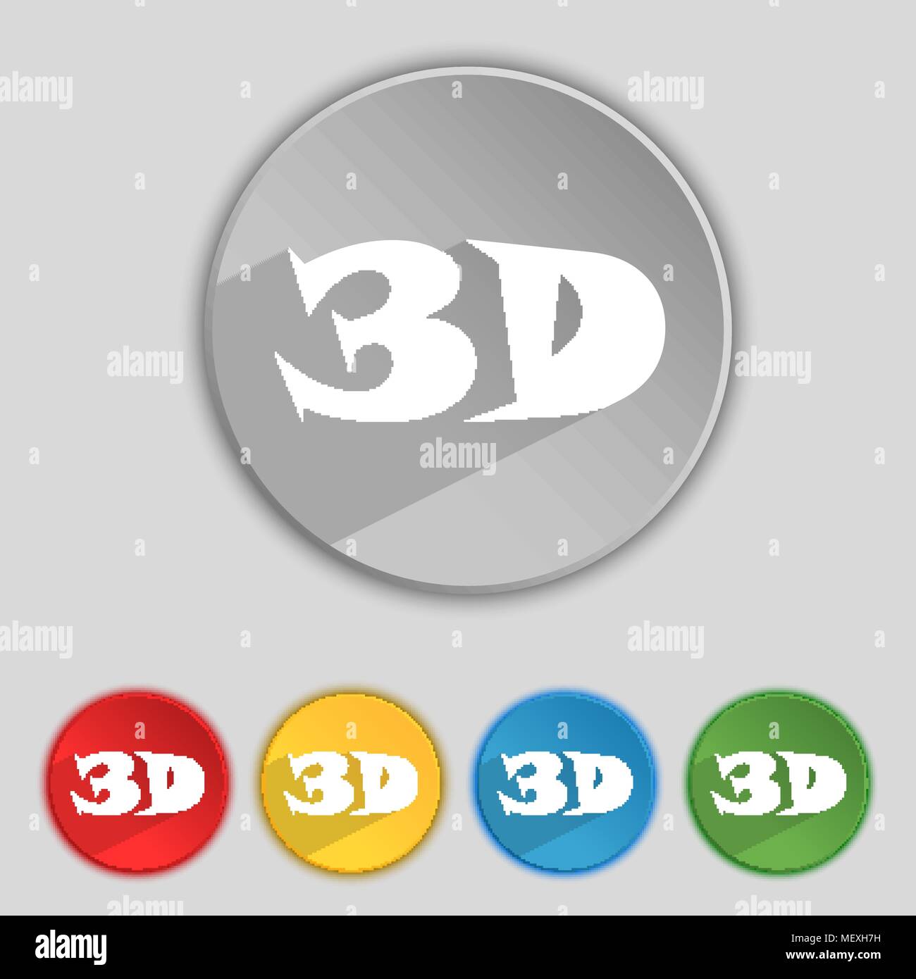 3D sign icon. 3D New technology symbol. Set of colour buttons. Vector ...