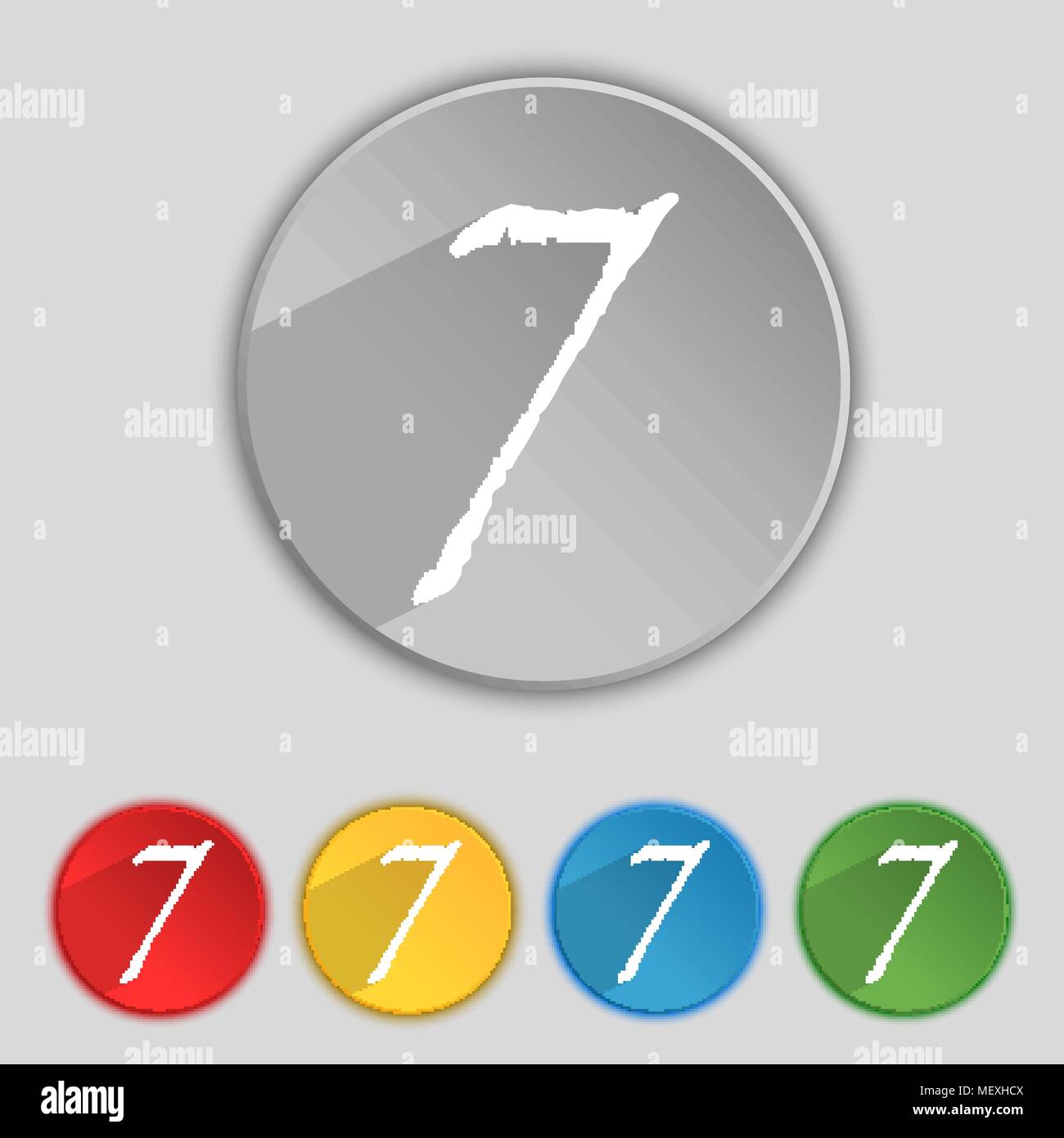 number seven icon sign. Set of coloured buttons. Vector illustration ...