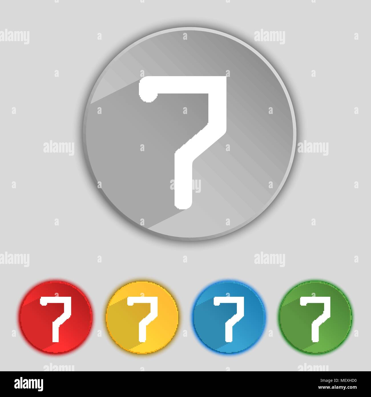 number seven icon sign. Set of coloured buttons. Vector illustration ...
