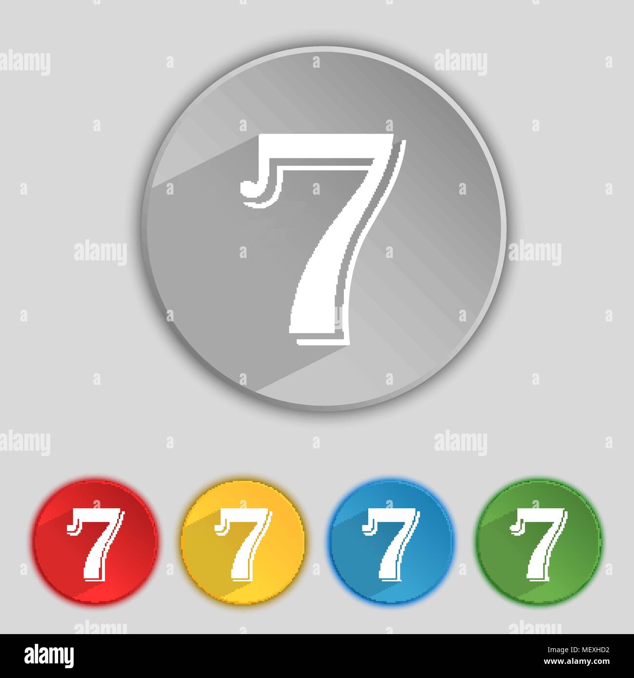 number seven icon sign. Set of coloured buttons. Vector illustration ...