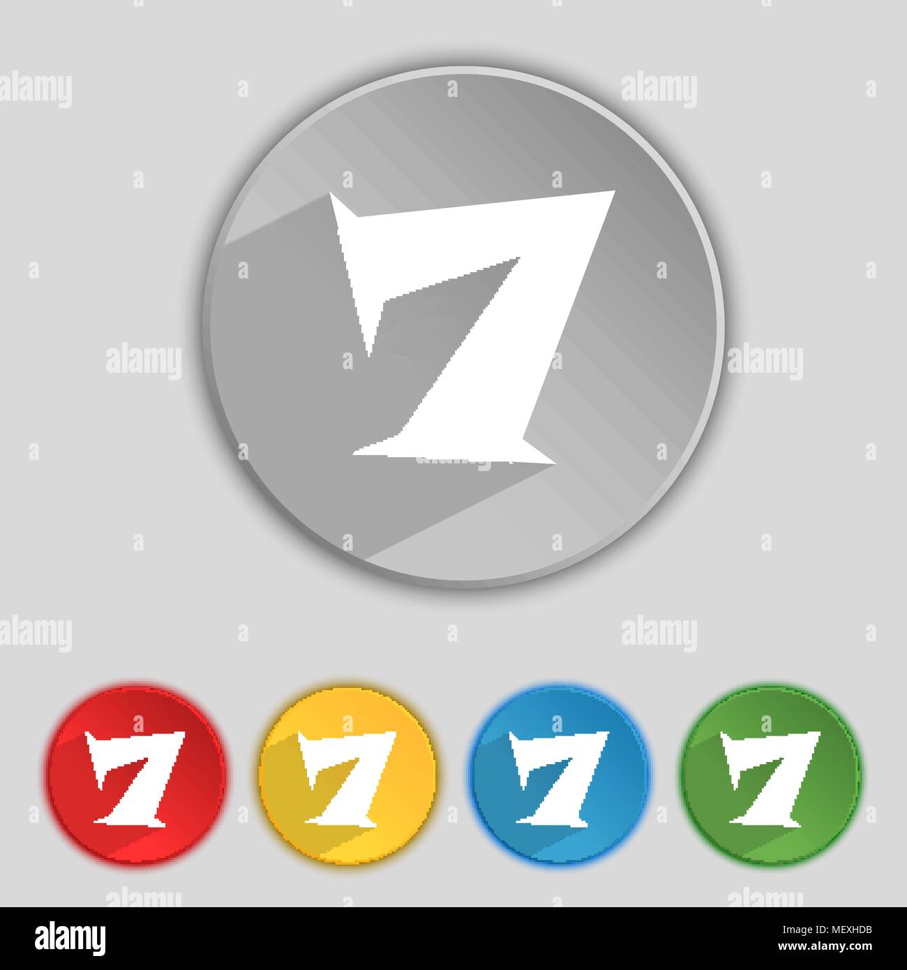 number seven icon sign. Set of coloured buttons. Vector illustration ...
