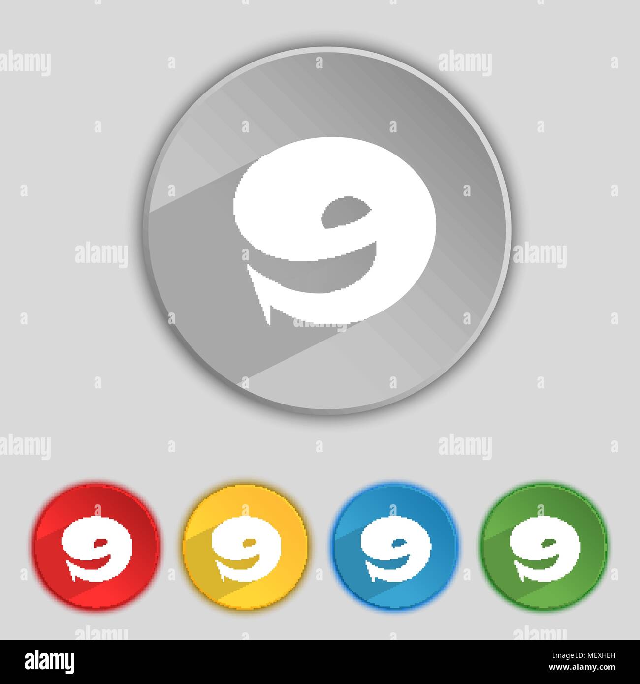 number Nine icon sign. Set of coloured buttons. Vector illustration ...