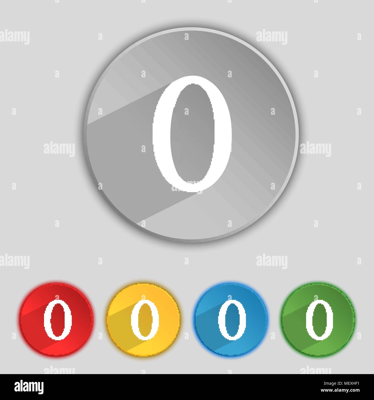number zero icon sign. Set of coloured buttons. Vector illustration ...